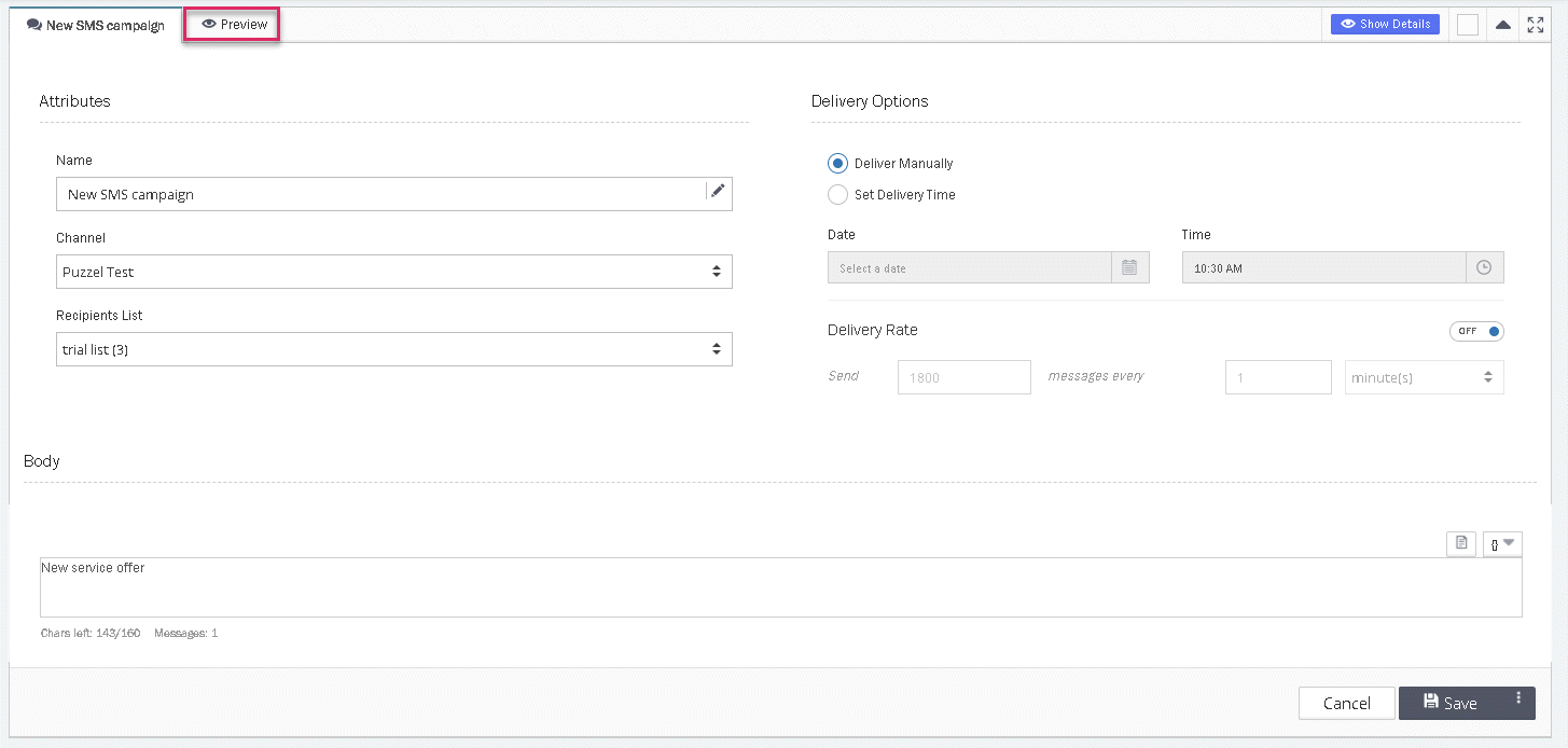 SMS Campaigns | Puzzel Help Centre